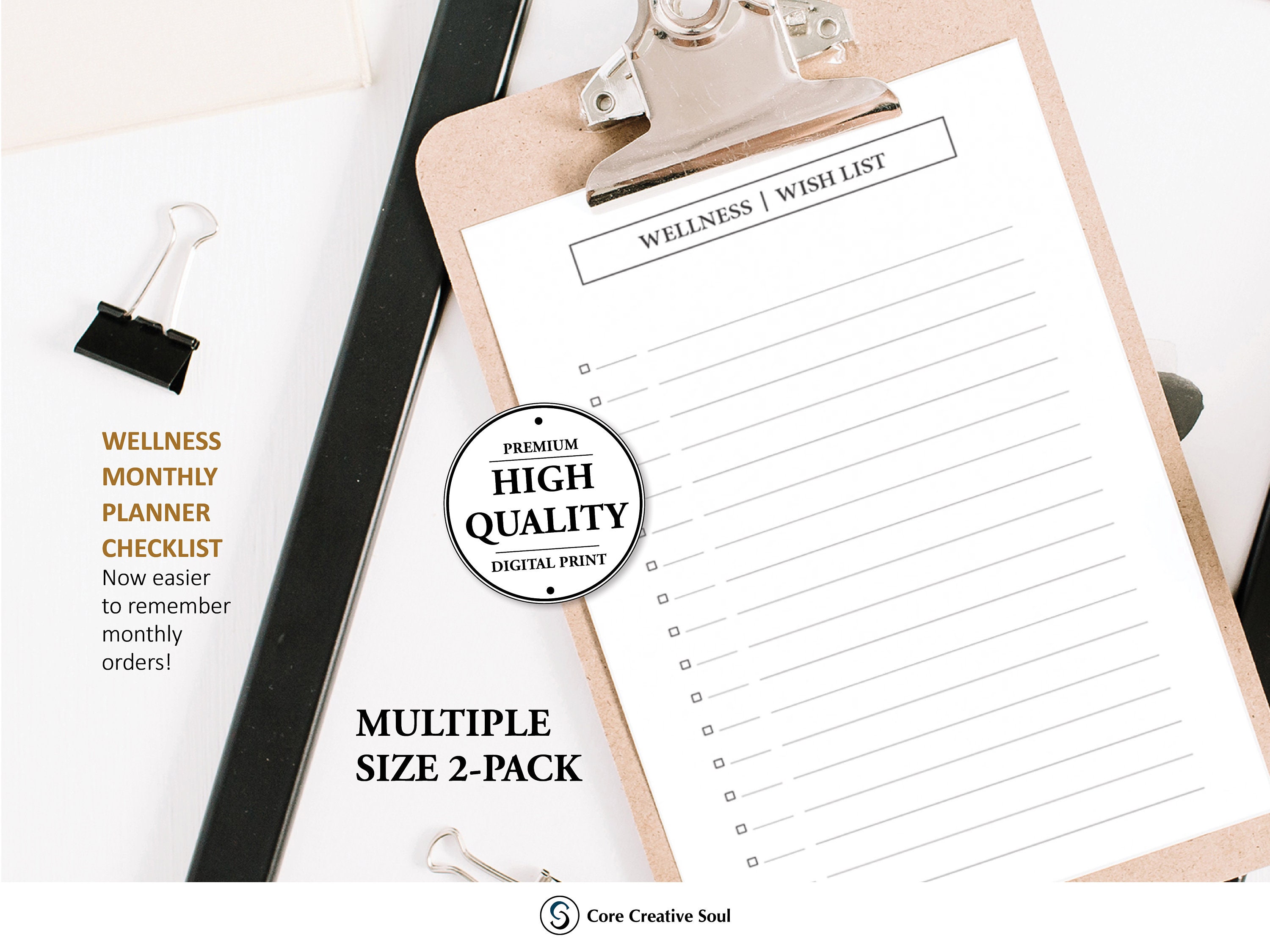 Printable Wellness Checklist, INSTANT DOWNLOAD, Multiple Size 2pack, 8 ...