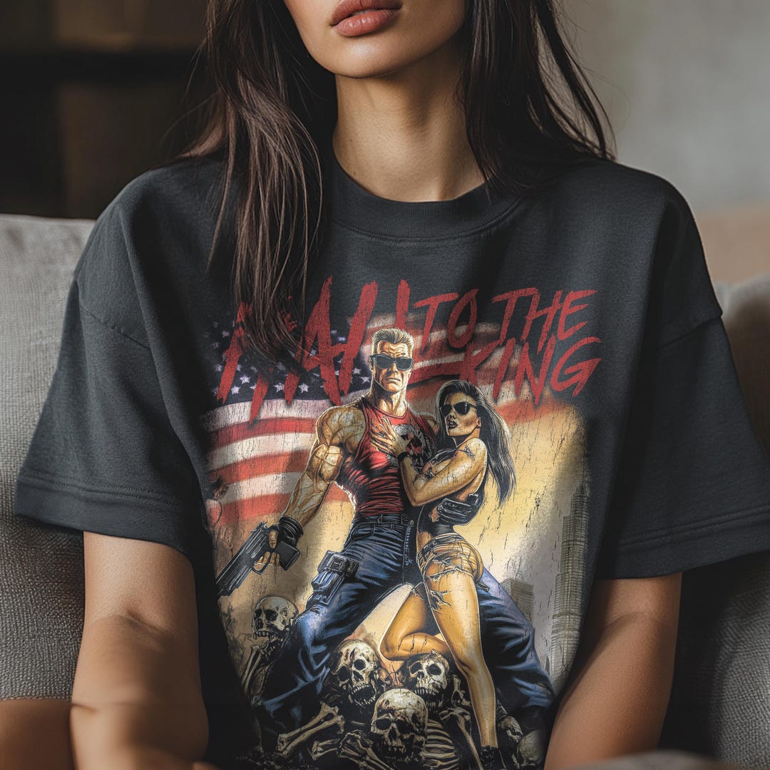 Vintage Retro Duke Nukem Hail to the King T-shirt, Gamer Gift for Him ...