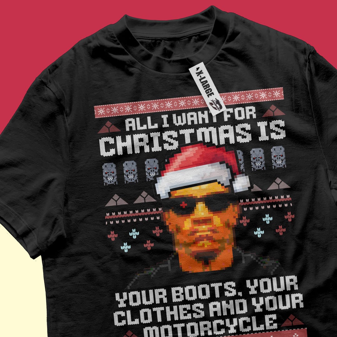 Christmas Terminator Arnold T2 Boots T800 90s 80s Movies Xmas T-shirt ...