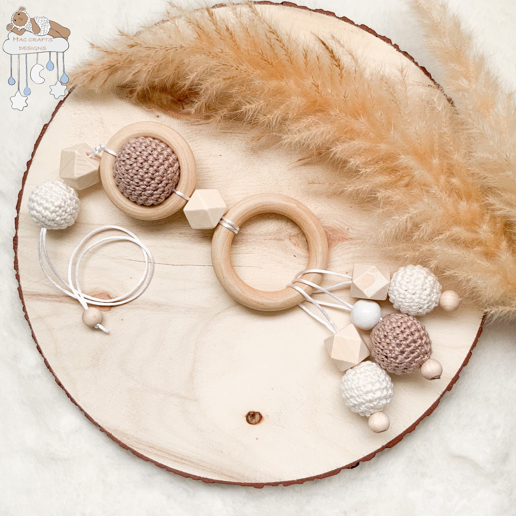 Teddy Baby Gym Pendant Natural Tones Savings Set Baptism Birth Gift ...