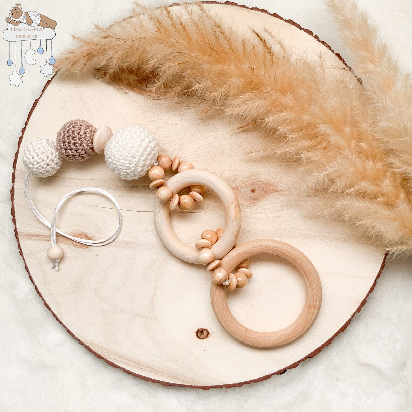 Teddy Baby Gym Pendant Natural Tones Savings Set Baptism Birth Gift ...