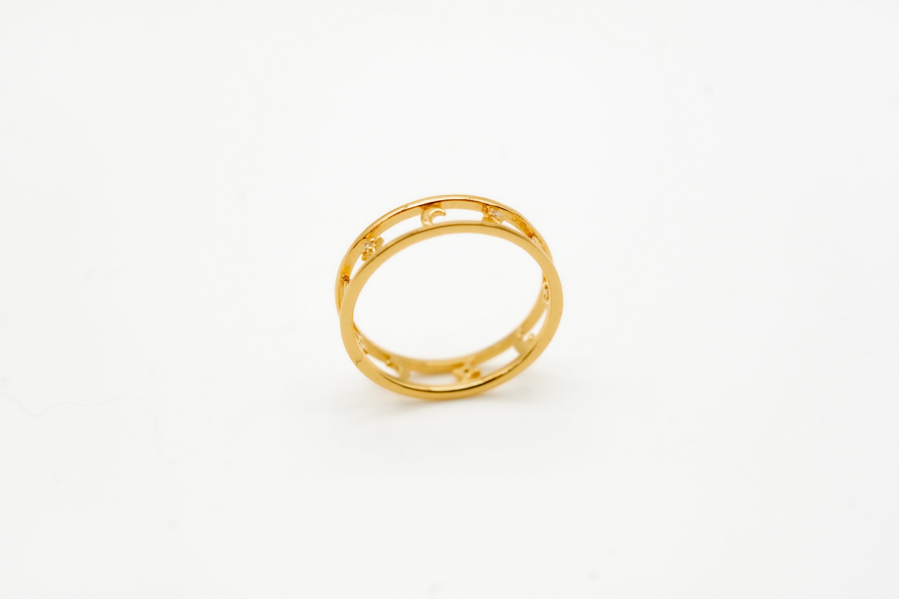 Double Band Ring With Astro Motif, Moon and Stars Silver Made of Real ...