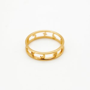 Double Band Ring With Astro Motif, Moon and Stars Silver Made of Real ...