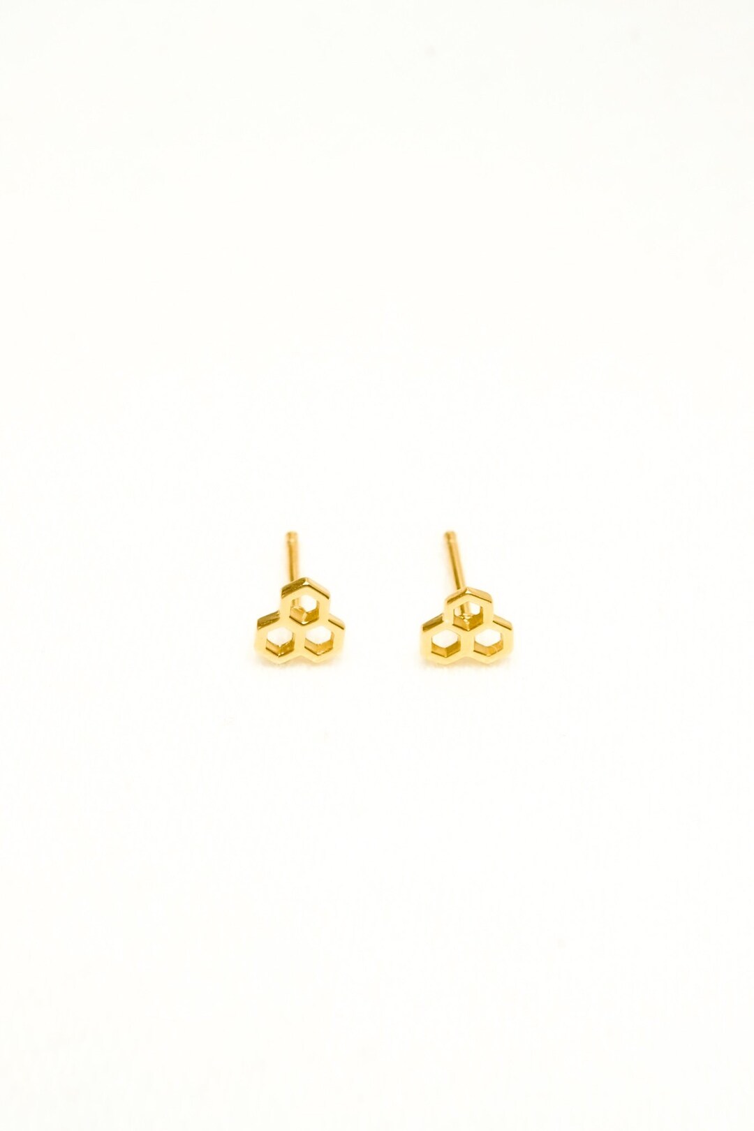 Cella Honeycomb Earrings Made of 925 Sterling Silver With 14K Real Gold ...