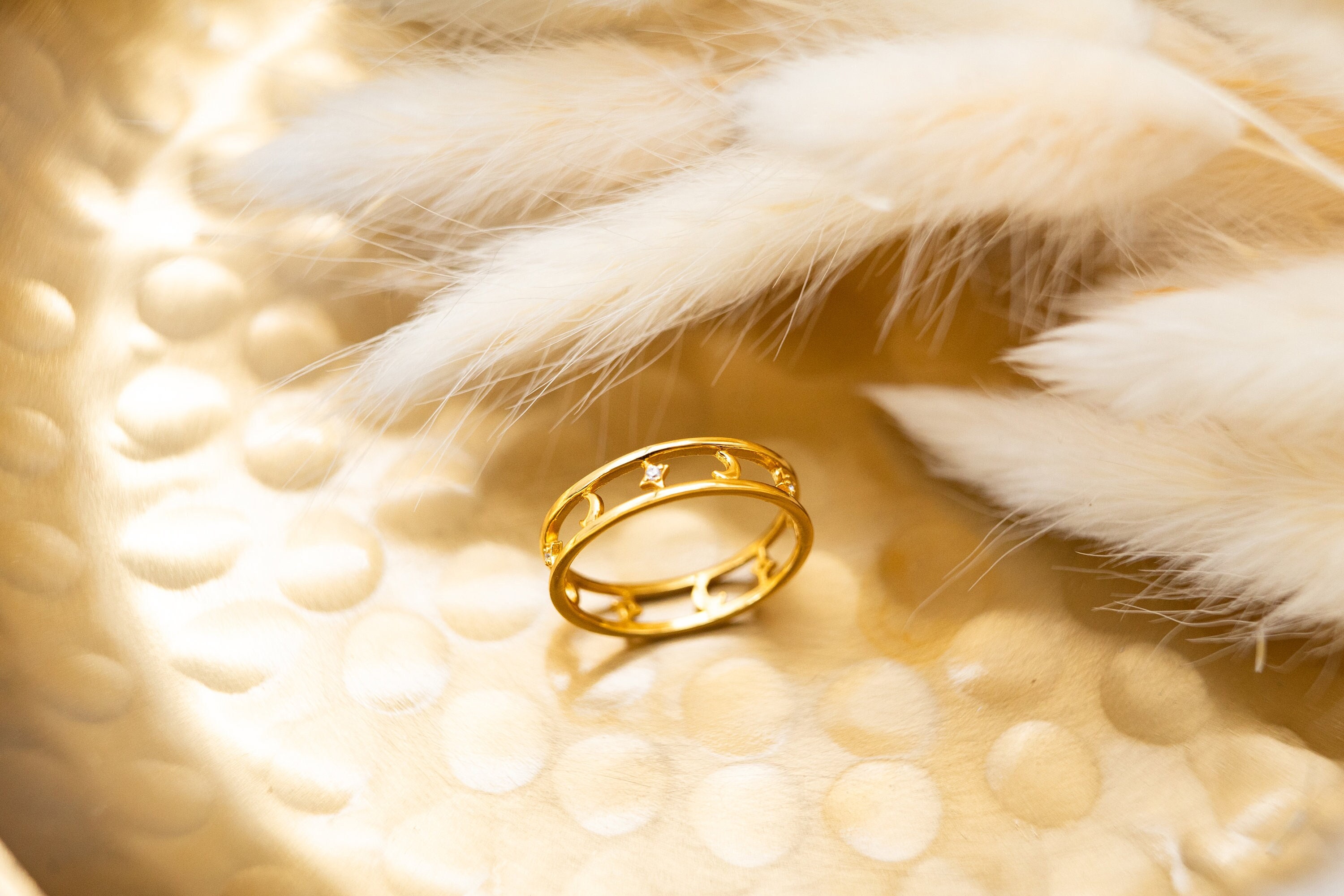 Double Band Ring With Astro Motif, Moon and Stars Silver Made of Real ...
