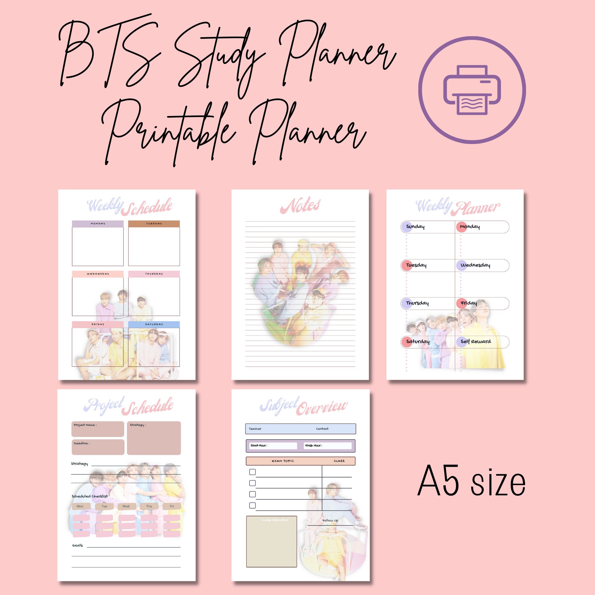 BTS Student Planner | Printable Planner | ARMY Student Planner | Weekly ...