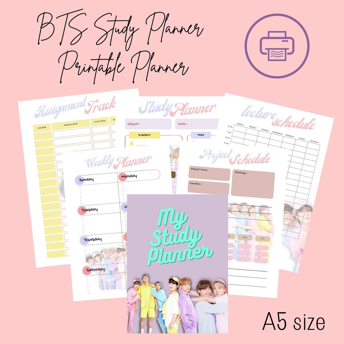 BTS Student Planner | Printable Planner | ARMY Student Planner | Weekly ...