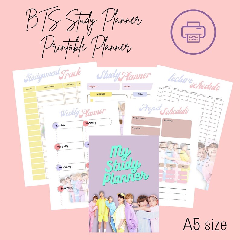 BTS Student Planner | Printable Planner | ARMY Student Planner | Weekly ...