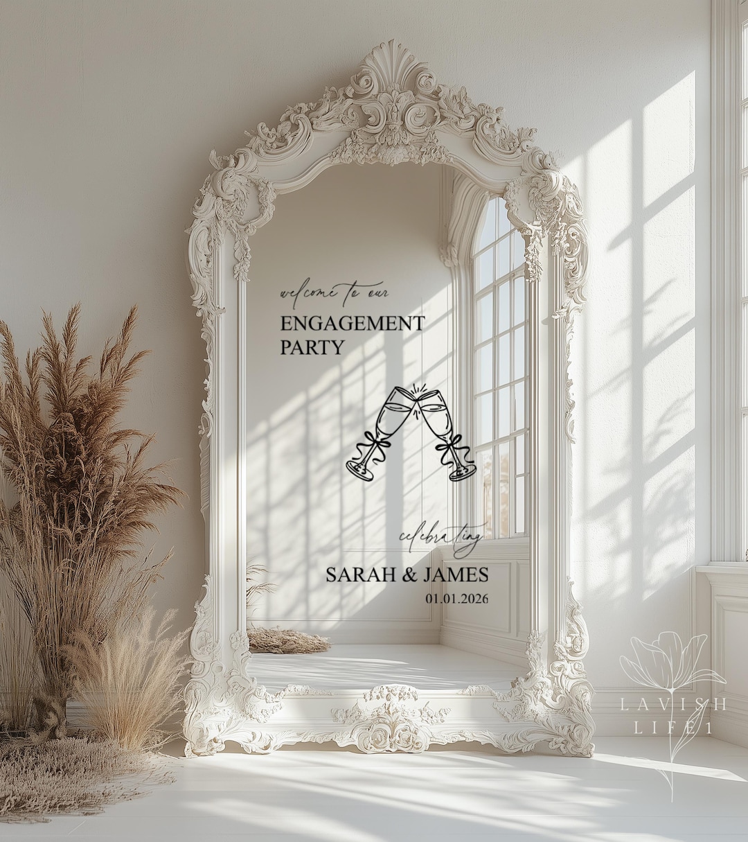 Personalised Engagement Sign Decal for Selfie Mirror, DIY Vinyl Sticker ...