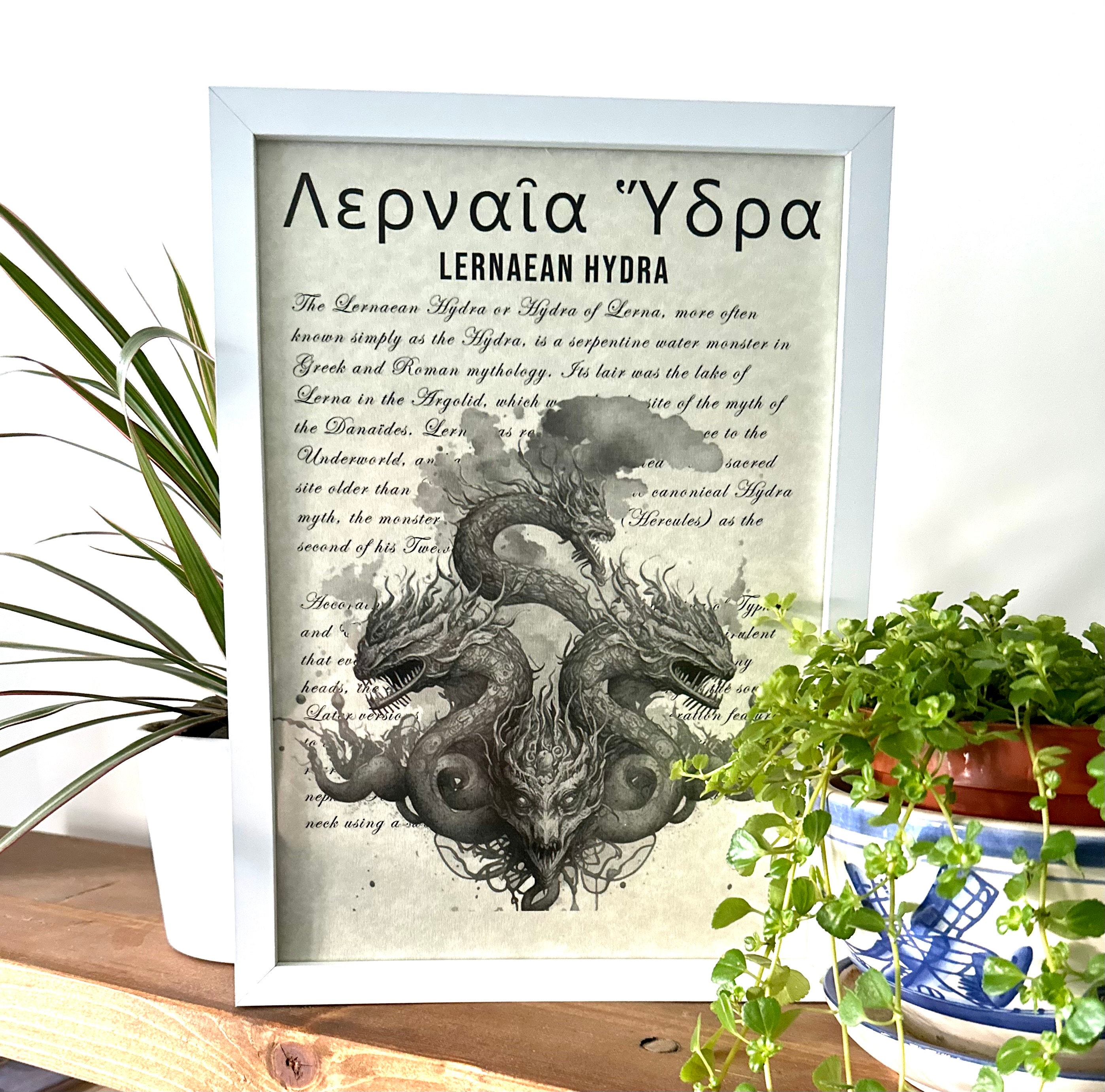 The Hydra Multi-headed Serpentine Monster Art Print From - Etsy