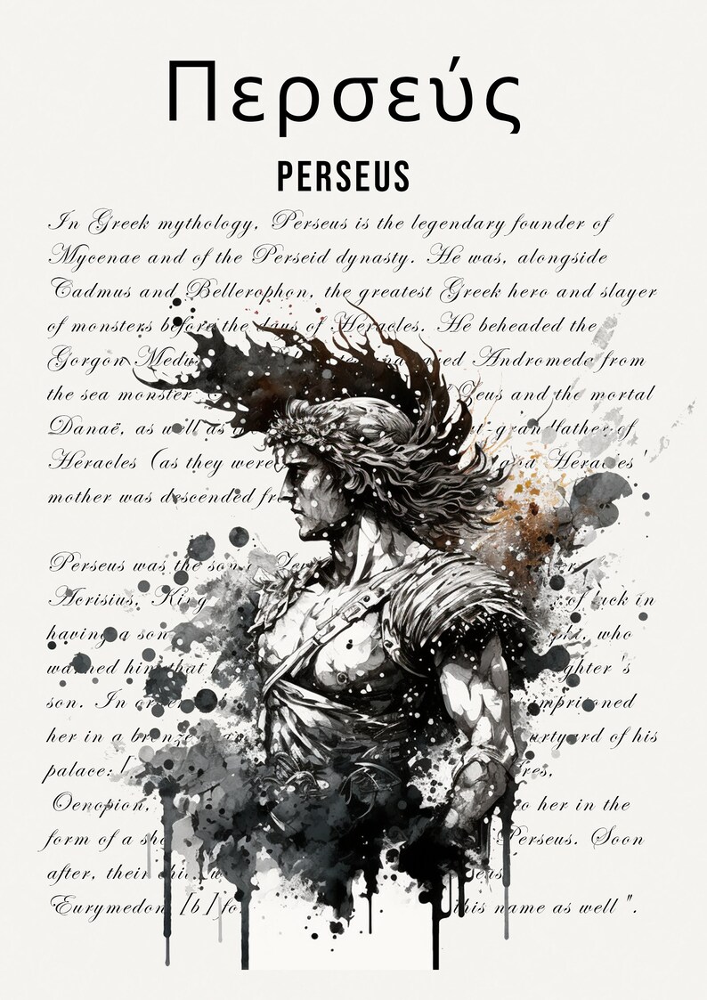 Perseus Hero of Greek Mythology Art Print From Ancient Greek Mythology ...