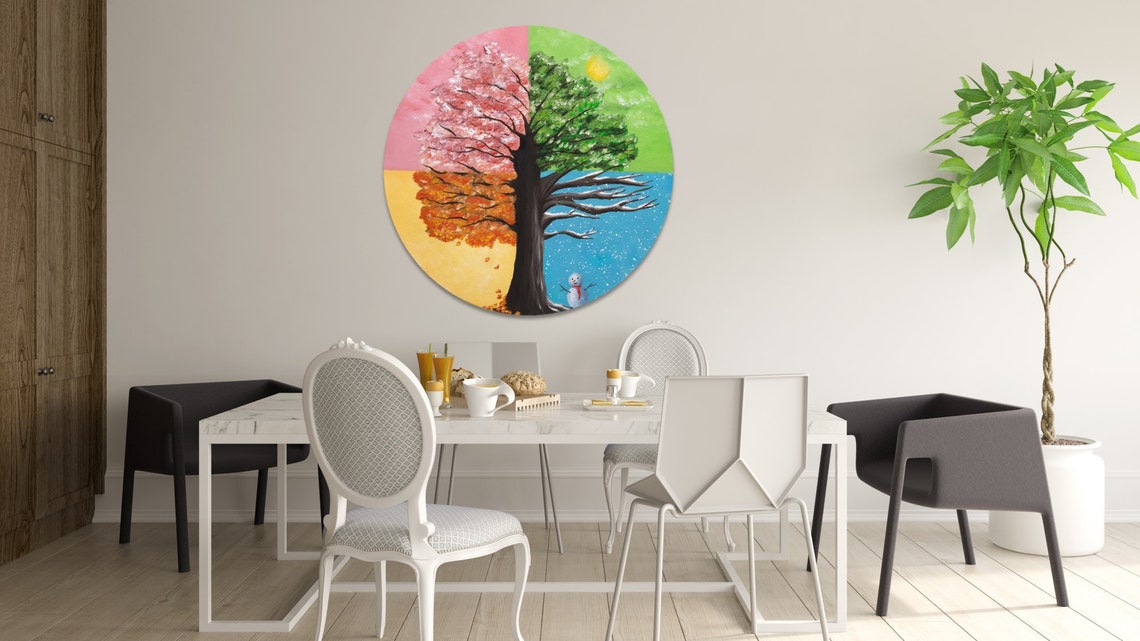 The Four Seasons Round Painting, Four Seasons Art, Fashion Wall Art ...