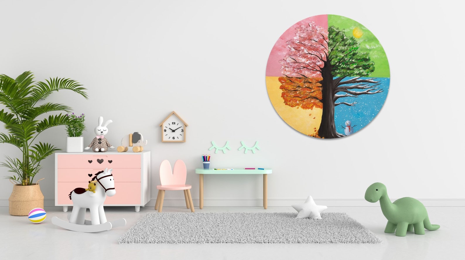 The Four Seasons Round Painting, Four Seasons Art, Fashion Wall Art ...