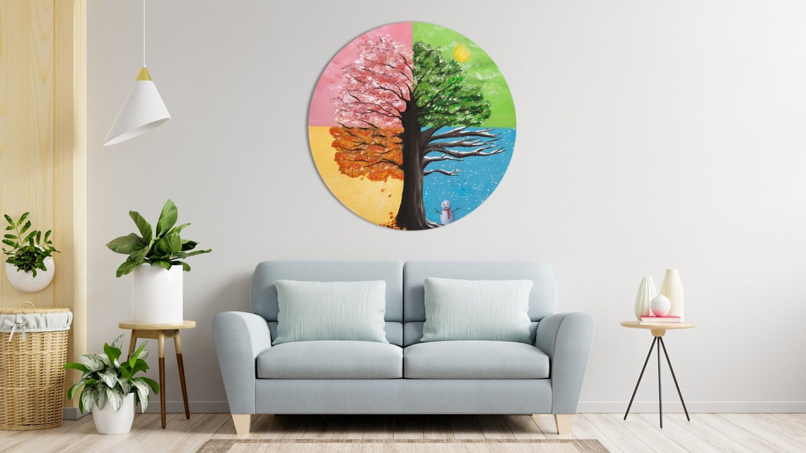 The Four Seasons Round Painting, Four Seasons Art, Fashion Wall Art ...