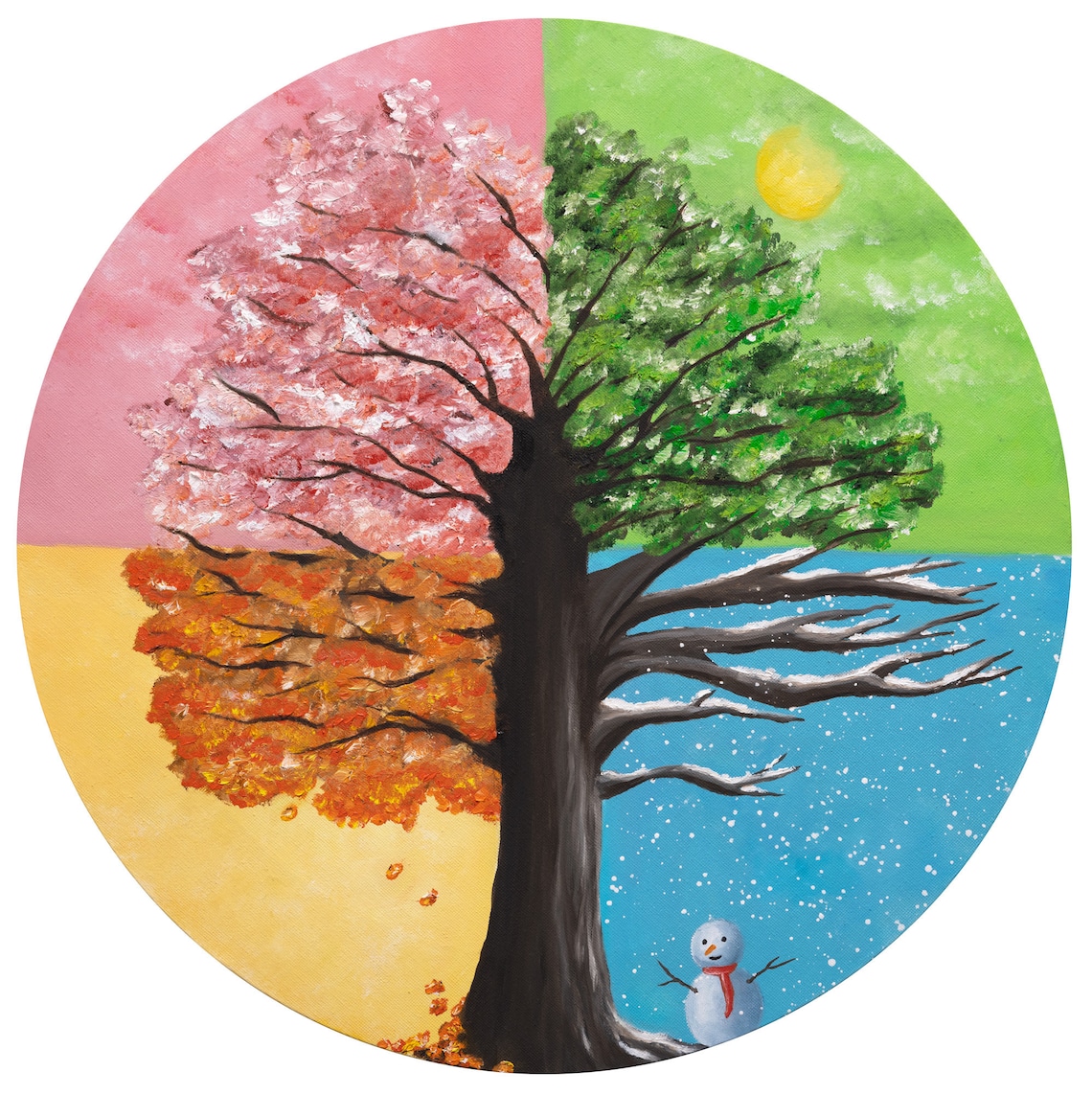 The Four Seasons Round Painting, Four Seasons Art, Fashion Wall Art ...