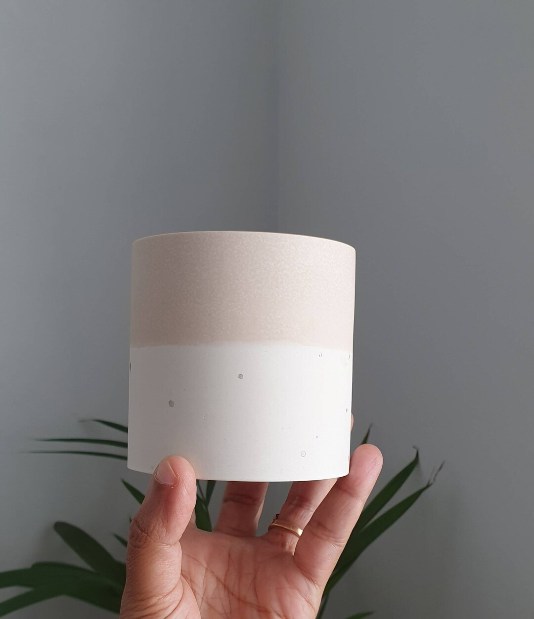 Handmade Beige and White Pot//makeup Brush Pot, Toothbrush Holder, Pen ...