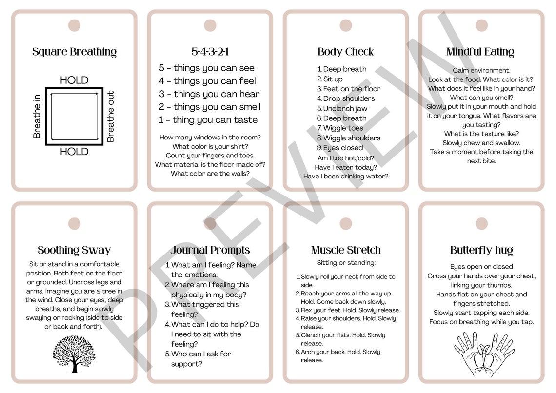 Grounding Flashcards Printable Flashcards Grounding - Etsy