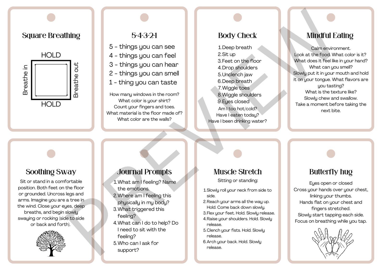 Grounding Flashcards Printable Flashcards Grounding - Etsy