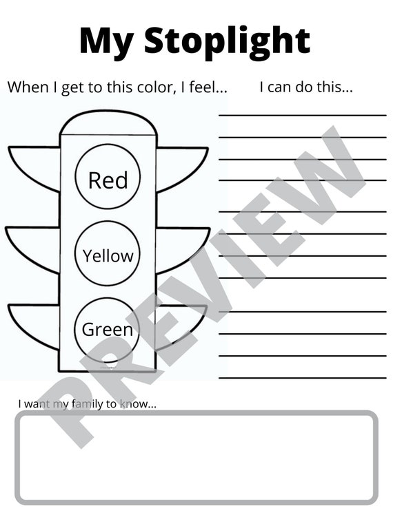 Anger Worksheet Play Therapy Stoplight Activity | Etsy