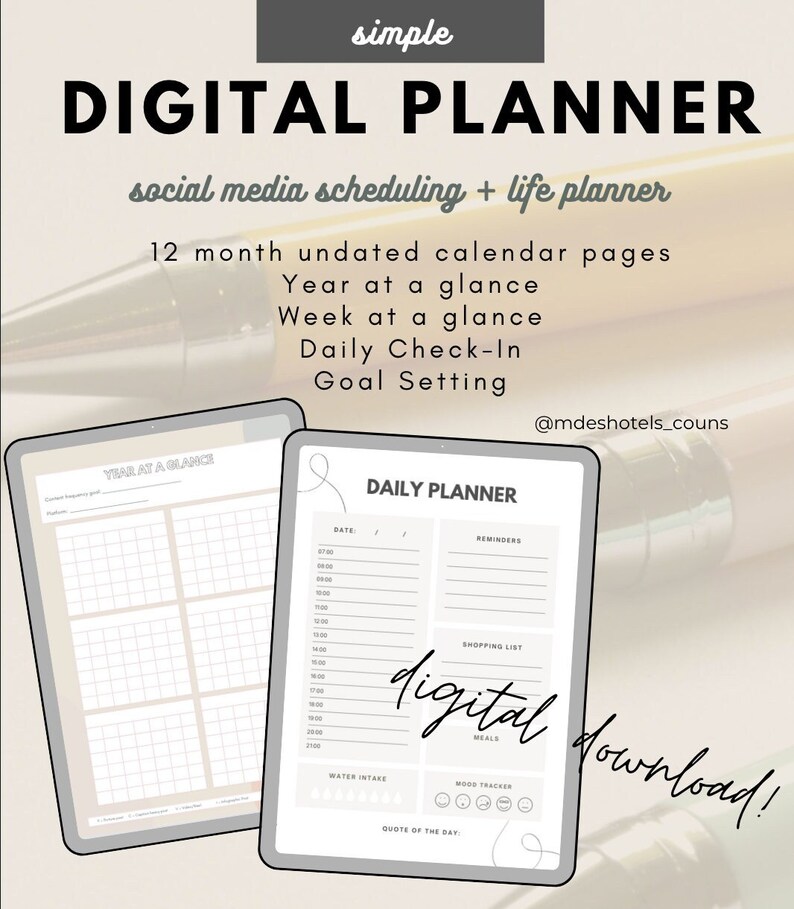 Digital Planner - Social Media Content Scheduler and Life Planner - Etsy