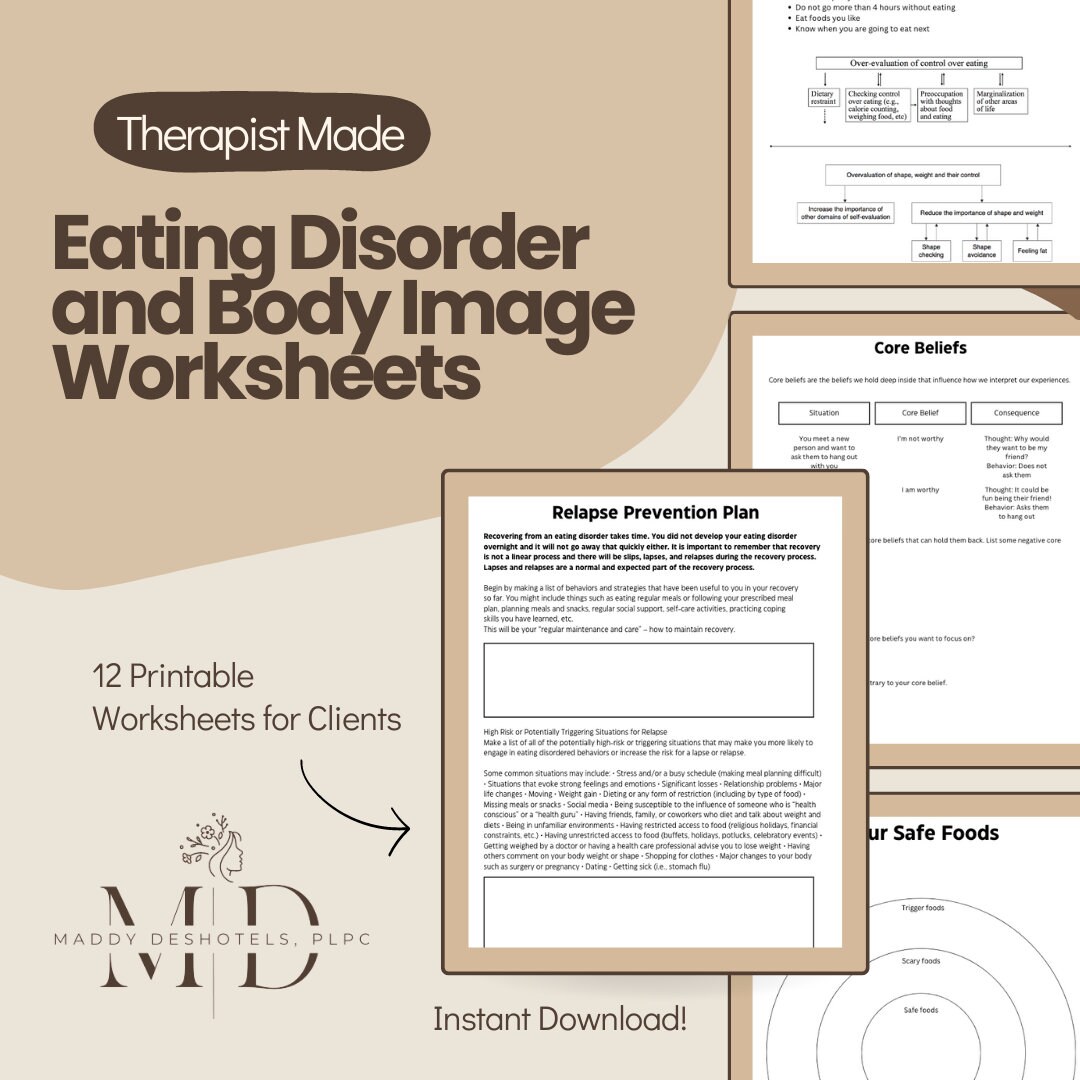 Eating Disorder and Body Image Worksheet Bundle - Etsy