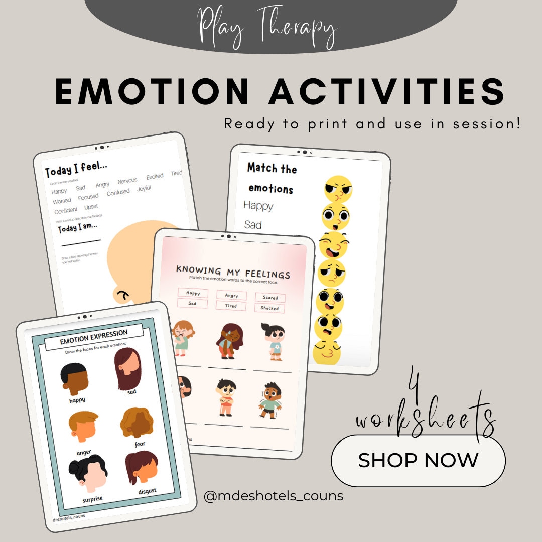 4 Emotion Labeling Worksheets, Play Therapy Worksheets, Counseling ...
