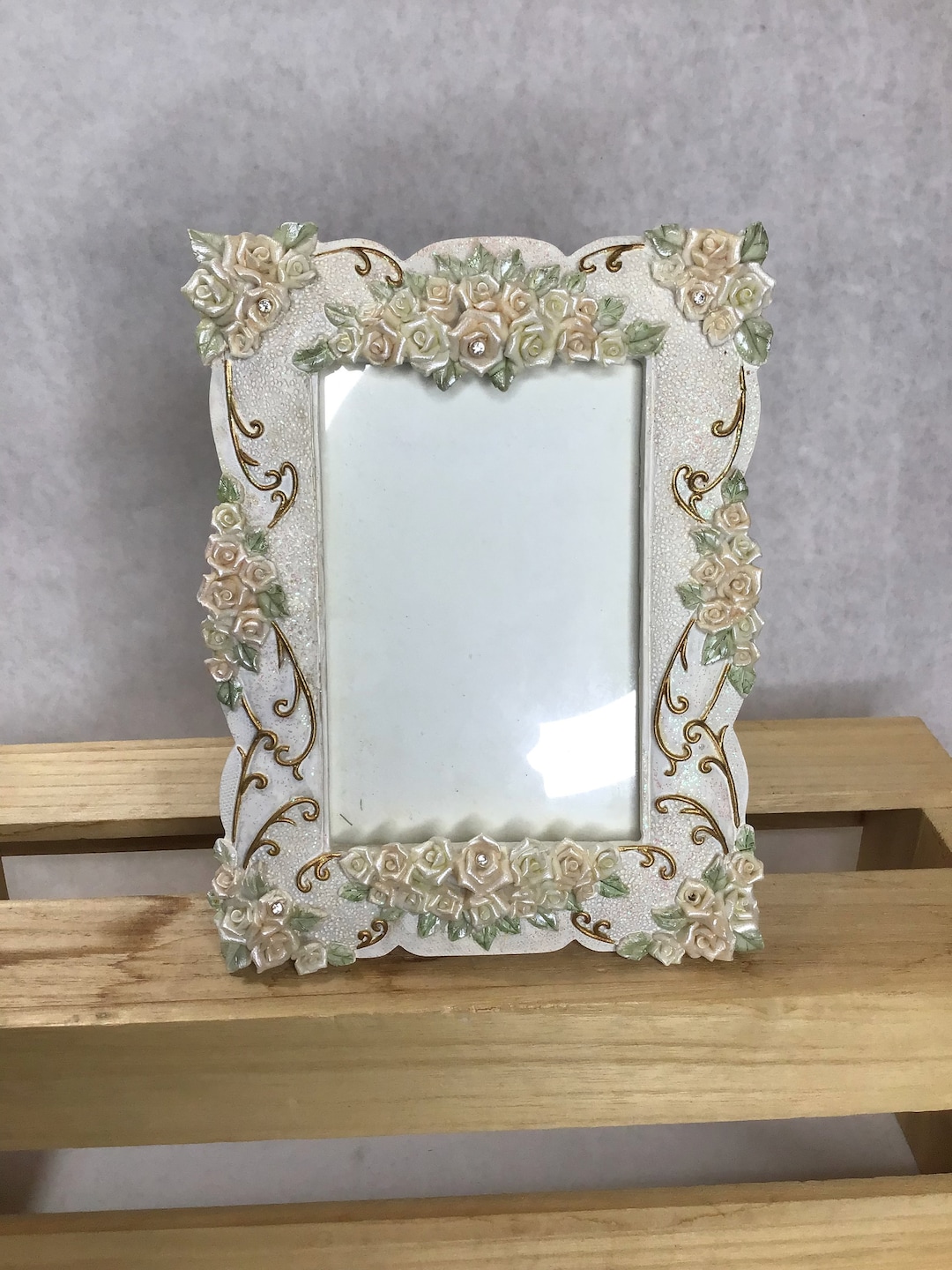 Vintage Victorian Style White Rose Accent Picture Frame - Etsy