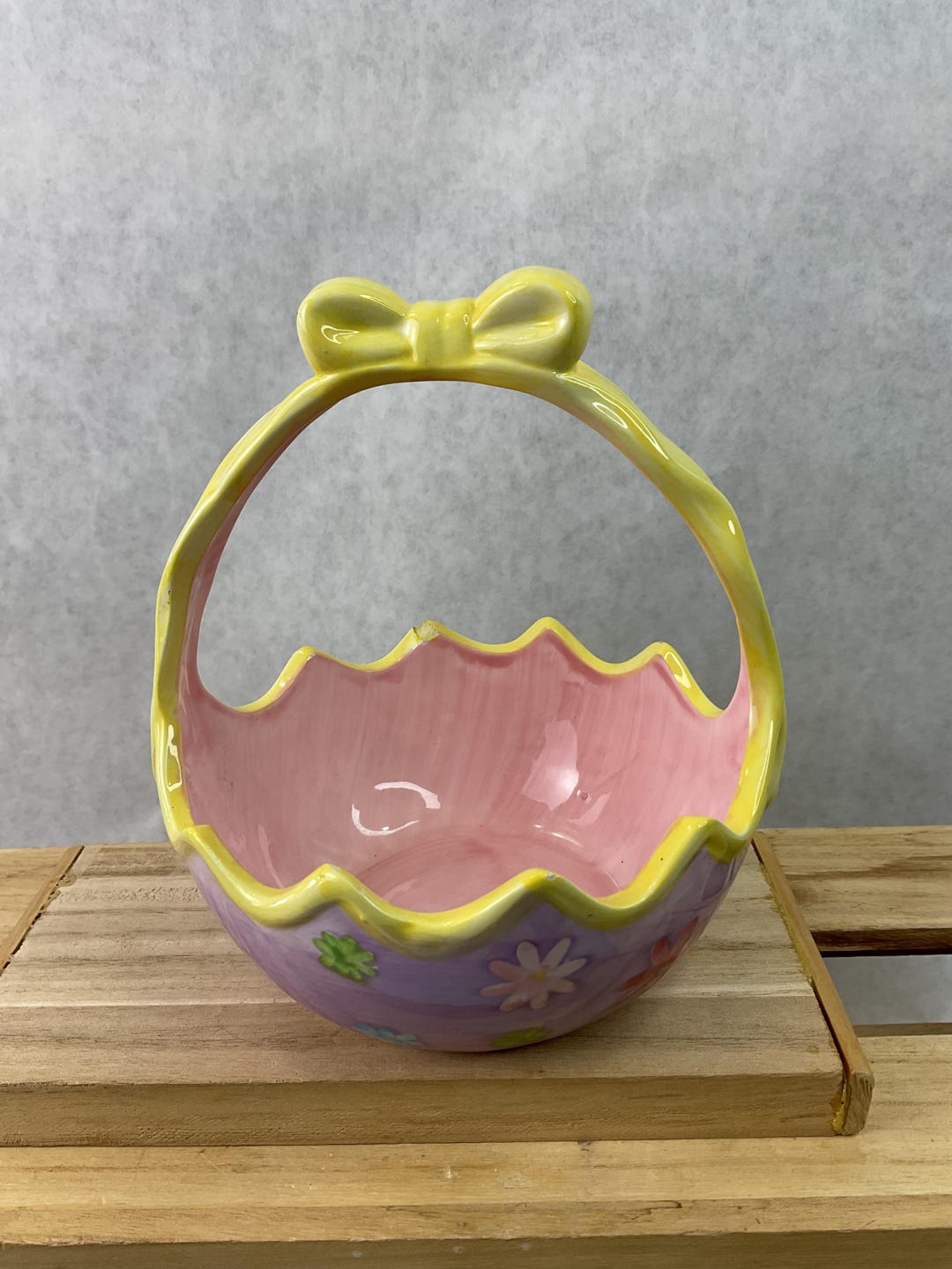 Vintage Ceramic Handpainted Easter Basket - Etsy
