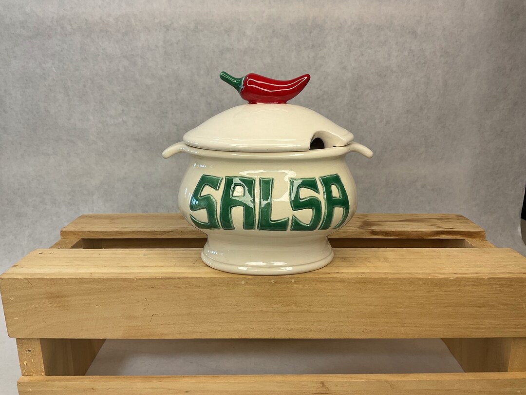 Vintage Ceramic Salsa Serving Dish With Chilli Knob Lid - Etsy