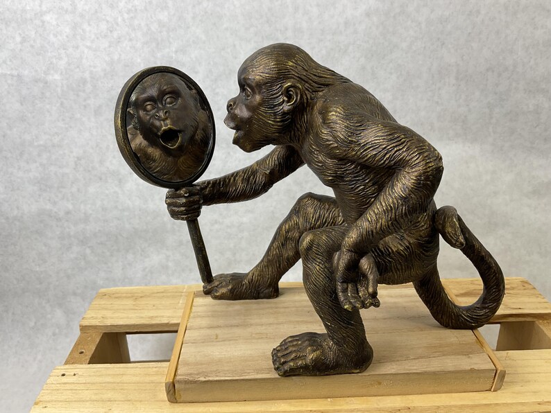 Vintage Resin Curious Monkey Bookcase Statue - Etsy