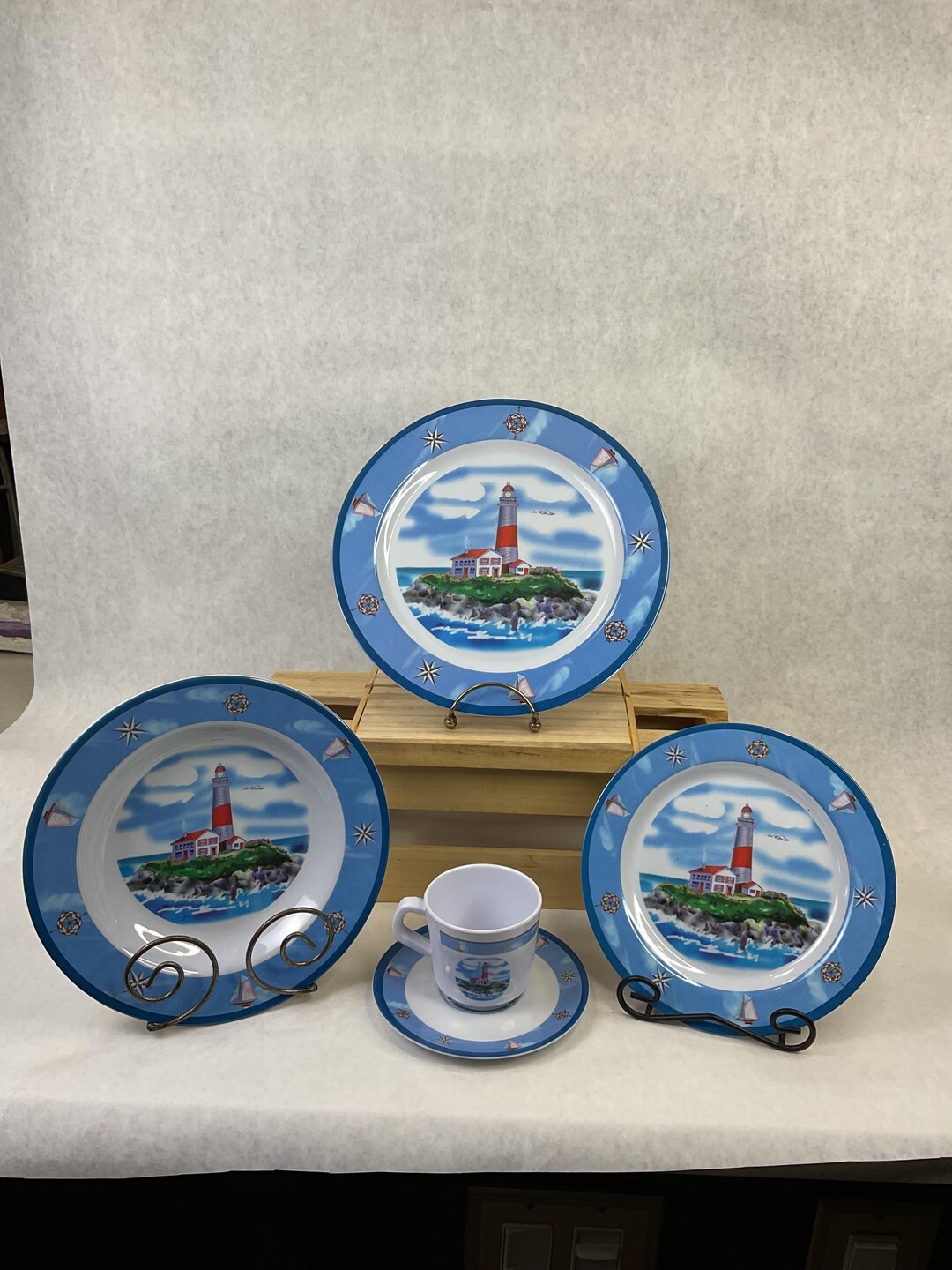 Melamine Seaside Lighthouse Table Setting for Four - Etsy