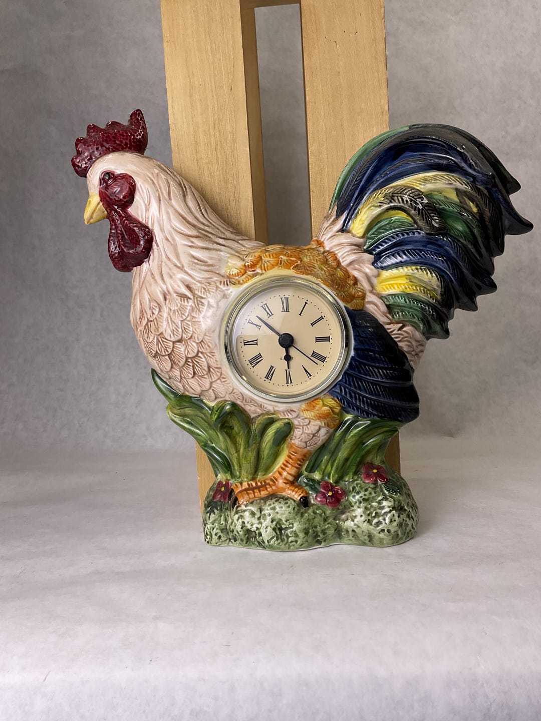 Vintage Ceramic Kitchen Rooster Wall Clock - Etsy
