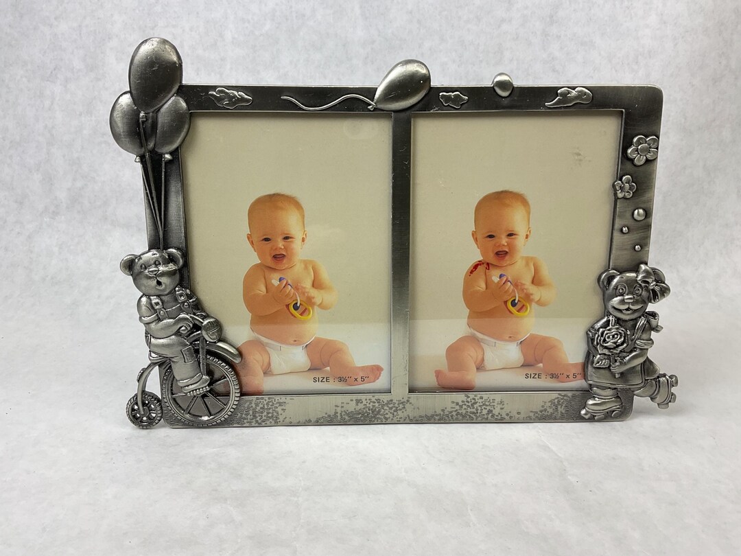 Pewter Like Frame With Nursery Theme With Playful Teddy Bears - Etsy