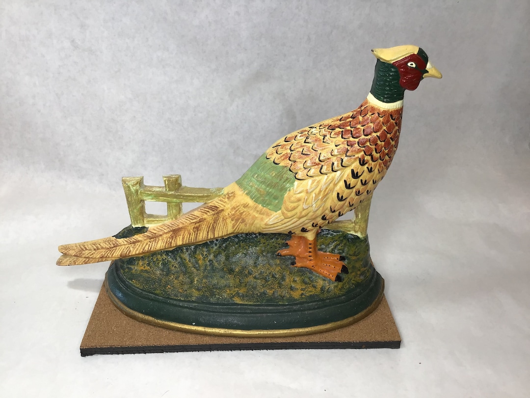 Vintage Handpainted Cast Iron Doorstop/wallhugging Pheasant - Etsy