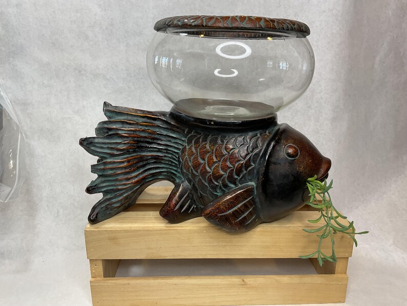 Vintage Bronze Coy Fish Countertop Fish Aquarium or Terrarium Bowl - Etsy