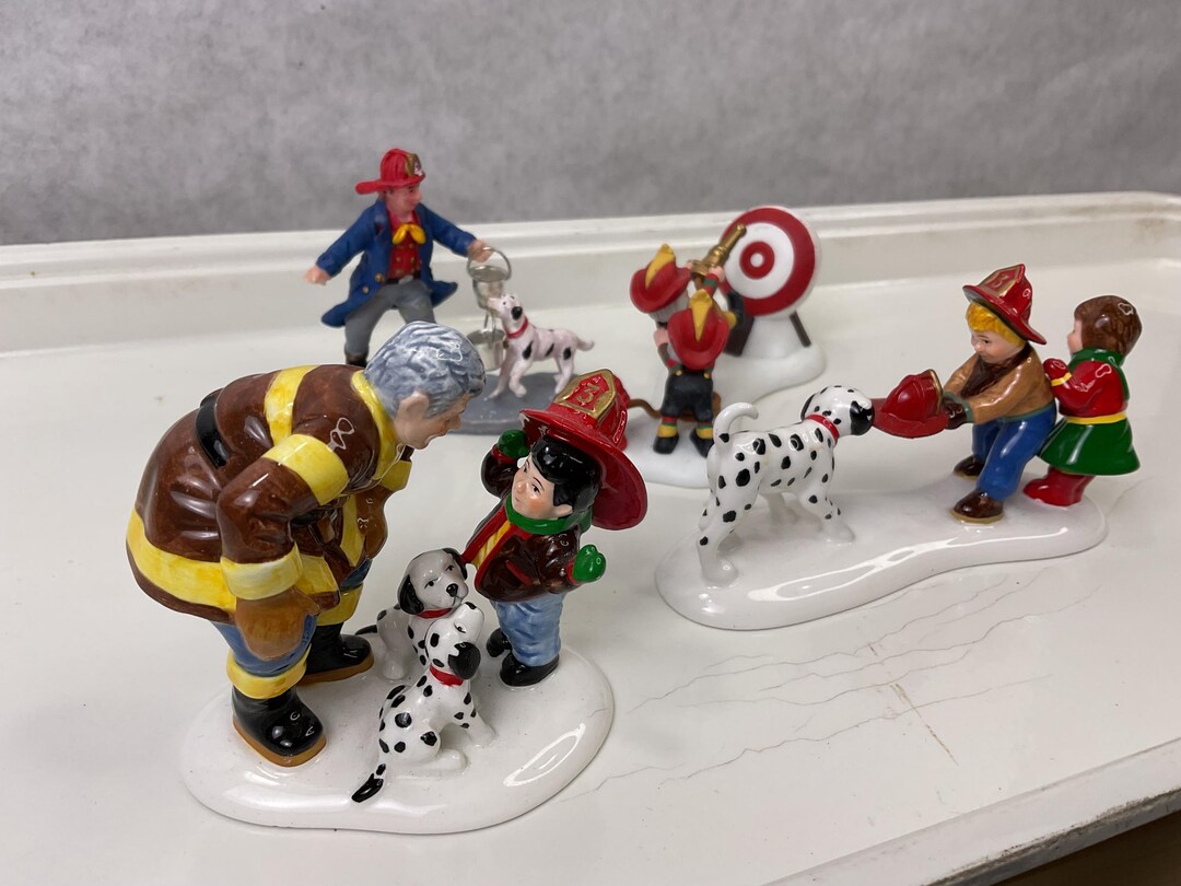 Vintage Fireman and Firemen Elves Miniture Christmas Figures Collection ...