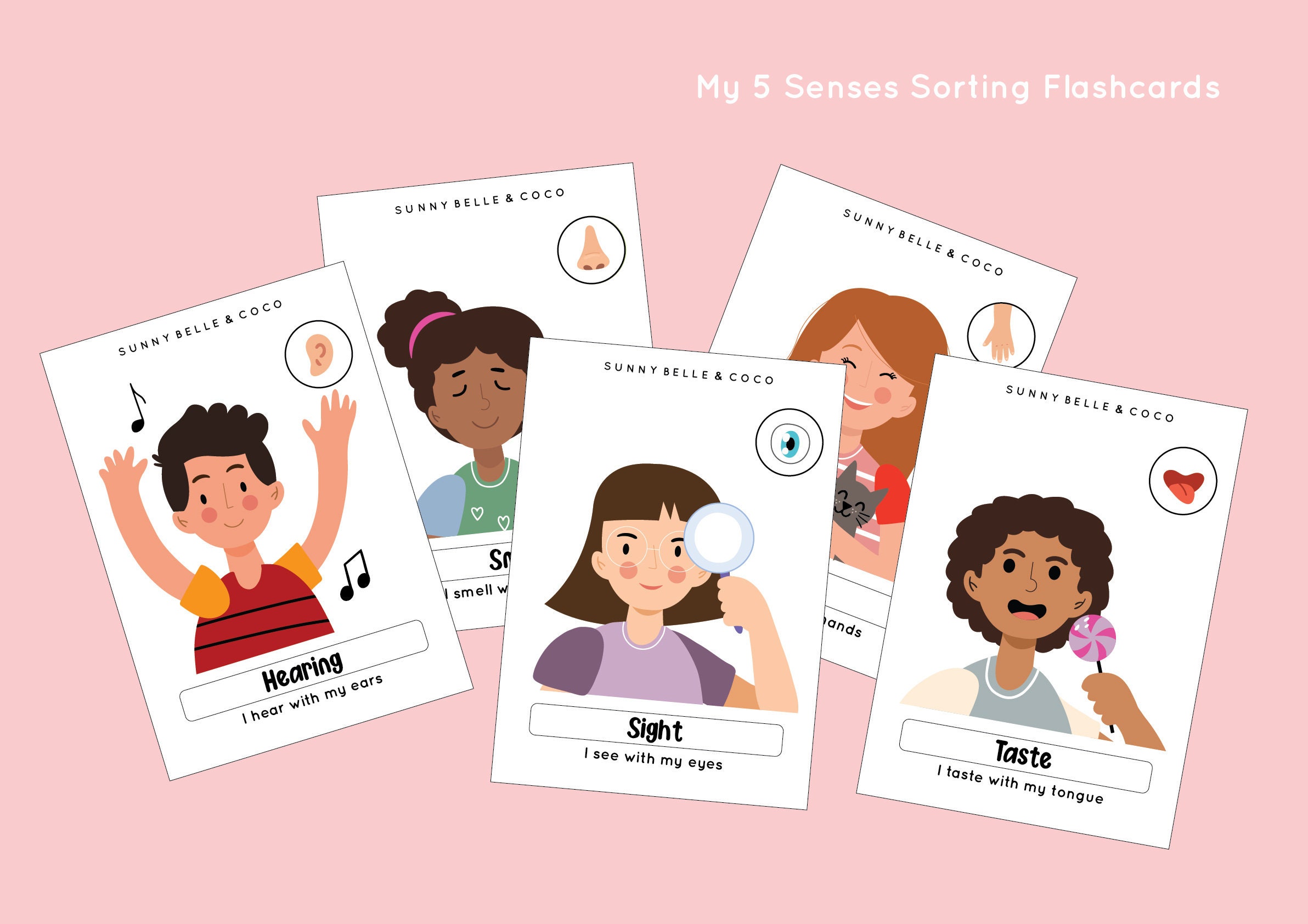 My 5 Senses Sorting Flashcard Montessori Materials Printable | Etsy