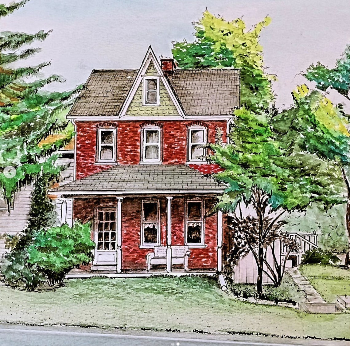 Hand Painted Watercolor House Portrait, Custom House Portrait From ...
