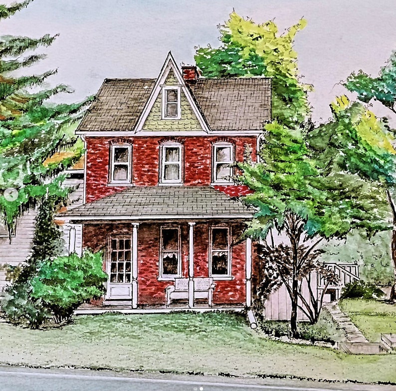 Hand Painted Watercolor House Portrait, Custom House Portrait From ...