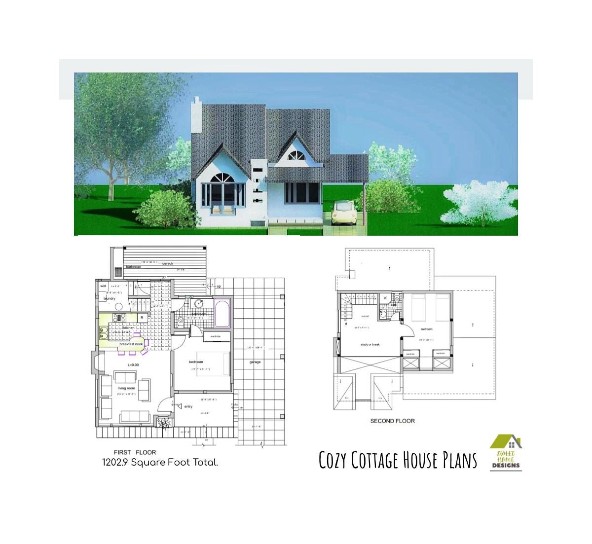 Cozy Cottage House Plans - Etsy
