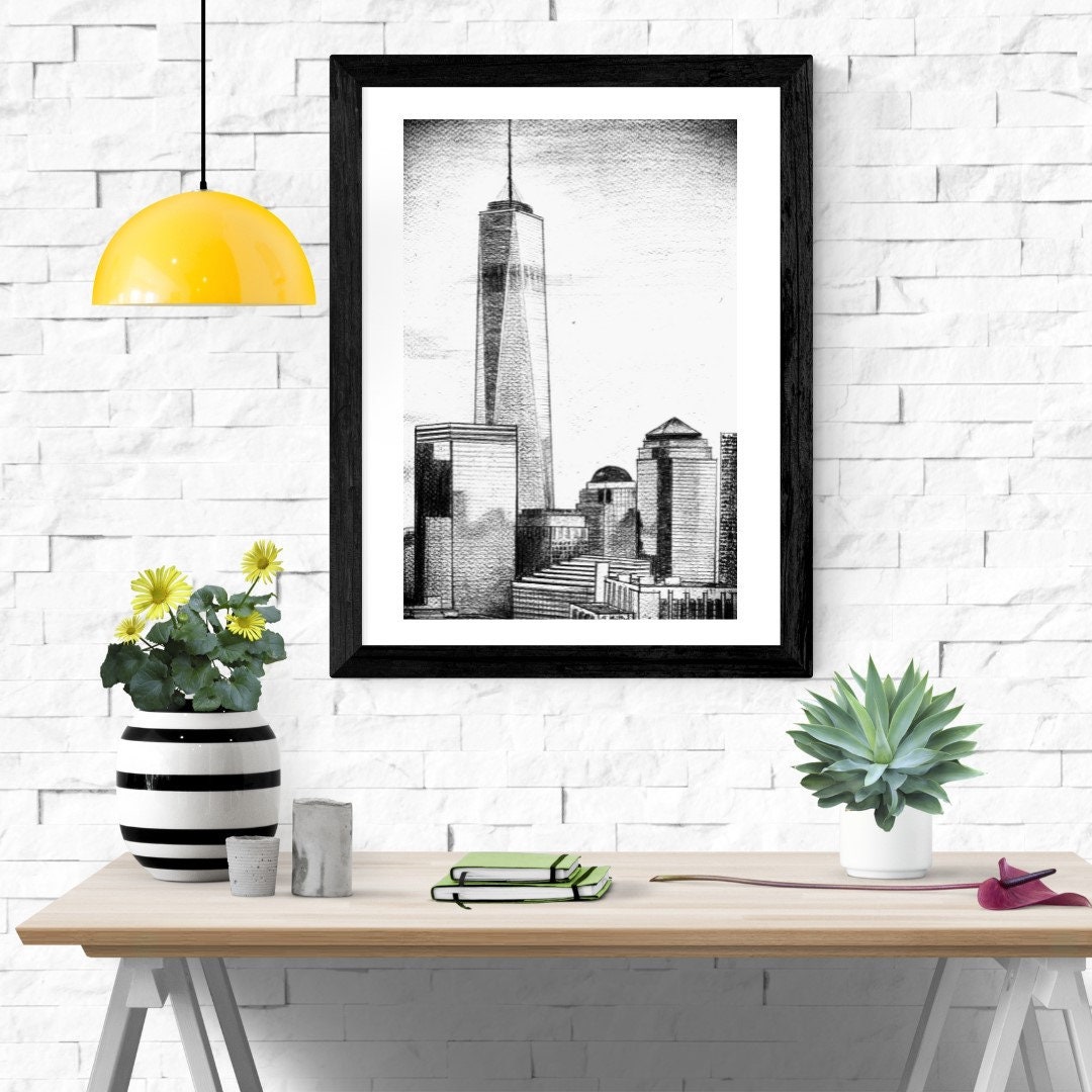 World Trade Center Architectural Sketch, Printable Wall Art - Etsy