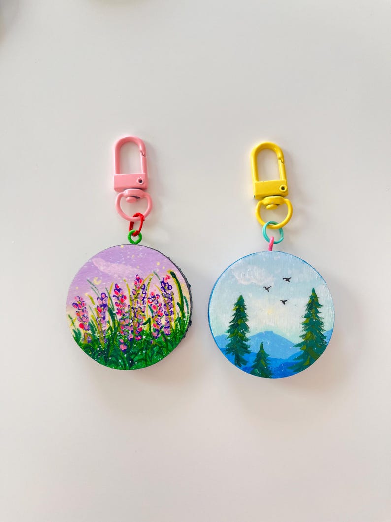 Unique Hand-painted Wooden Slice Keychains Limited Edition Pairs ...
