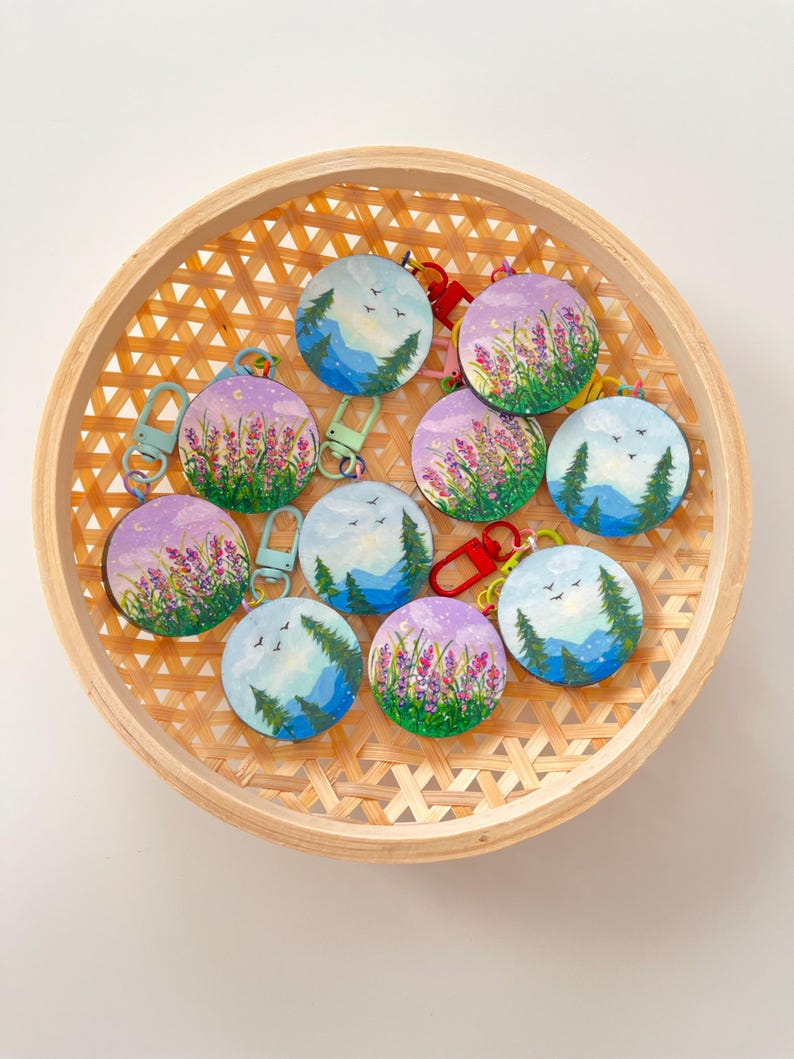 Unique Hand-painted Wooden Slice Keychains Limited Edition Pairs ...