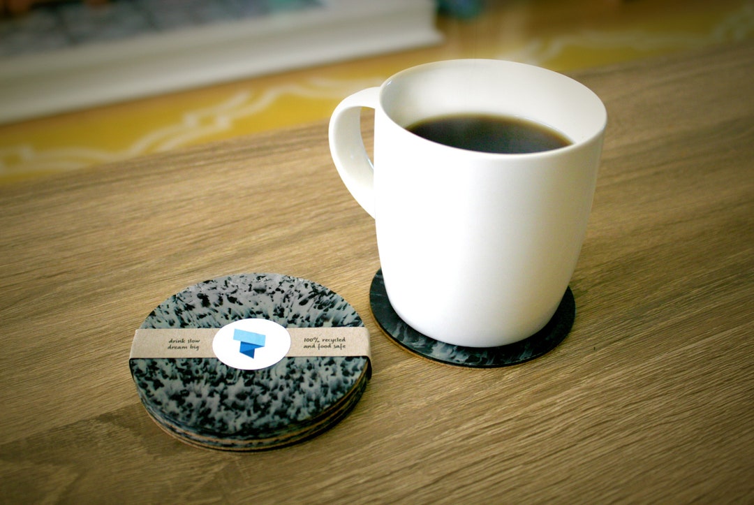 Luxury Recycled Biodegradable Plastic Coasters With Cork Base, 4 Pack ...