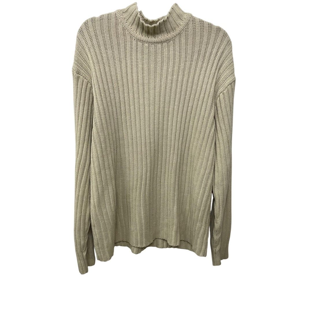 Y2K Vtg Point Zero XL Mens Beige Ribbed Knit Mock Neck Sweater Pullover ...