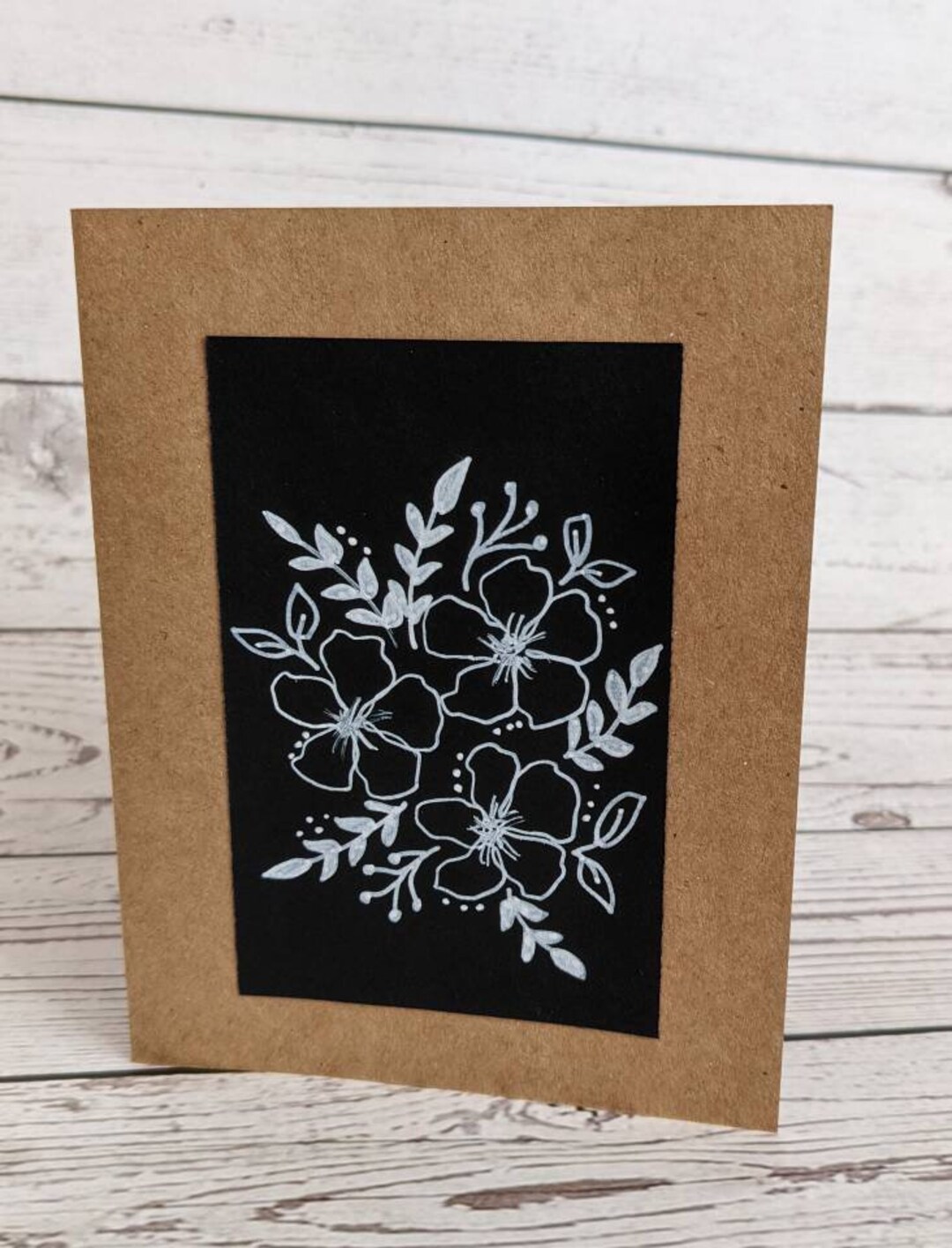 Floral Design Card, Hand-drawn Greeting Card, Original Artwork, Blank ...