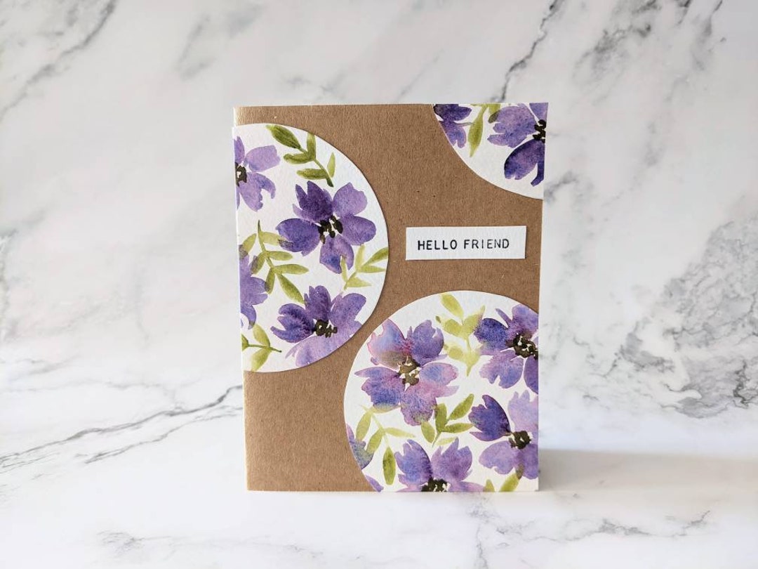Hello Friend Greeting Card, Hand-painted Greeting Card, Original ...