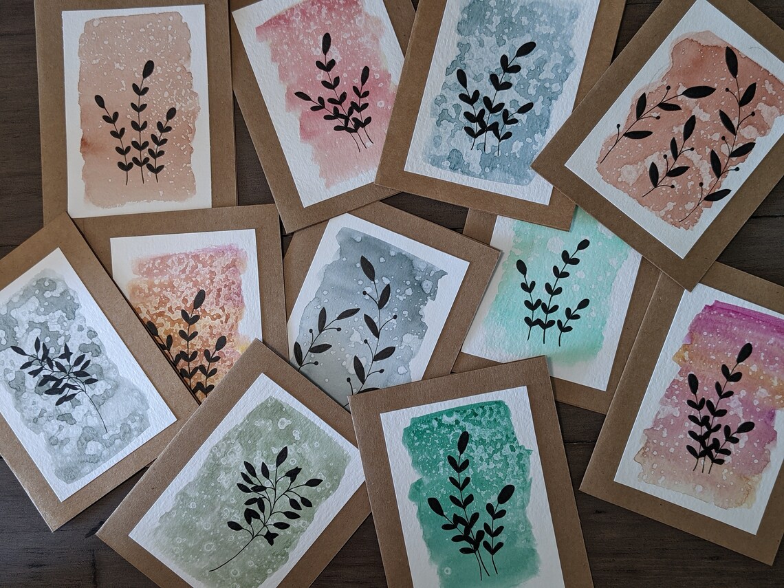 Hand-painted Floral Doodle Note Card Grab Bag, Blank Watercolor Cards ...