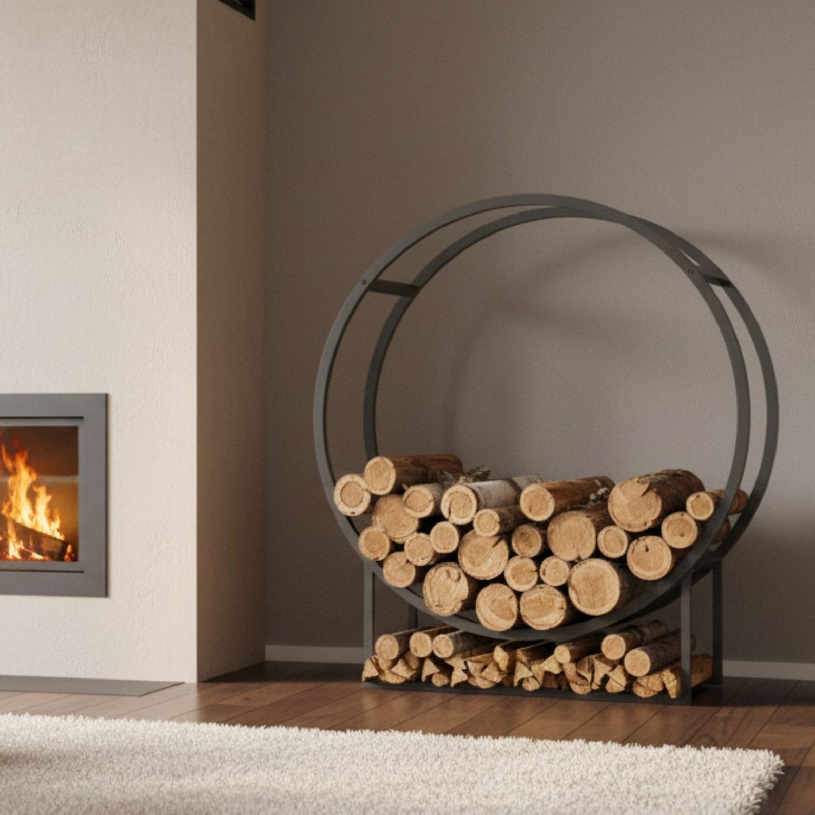 Round Metal Firewood Rack, Minimalist Steel Wood Storage Stand - Etsy
