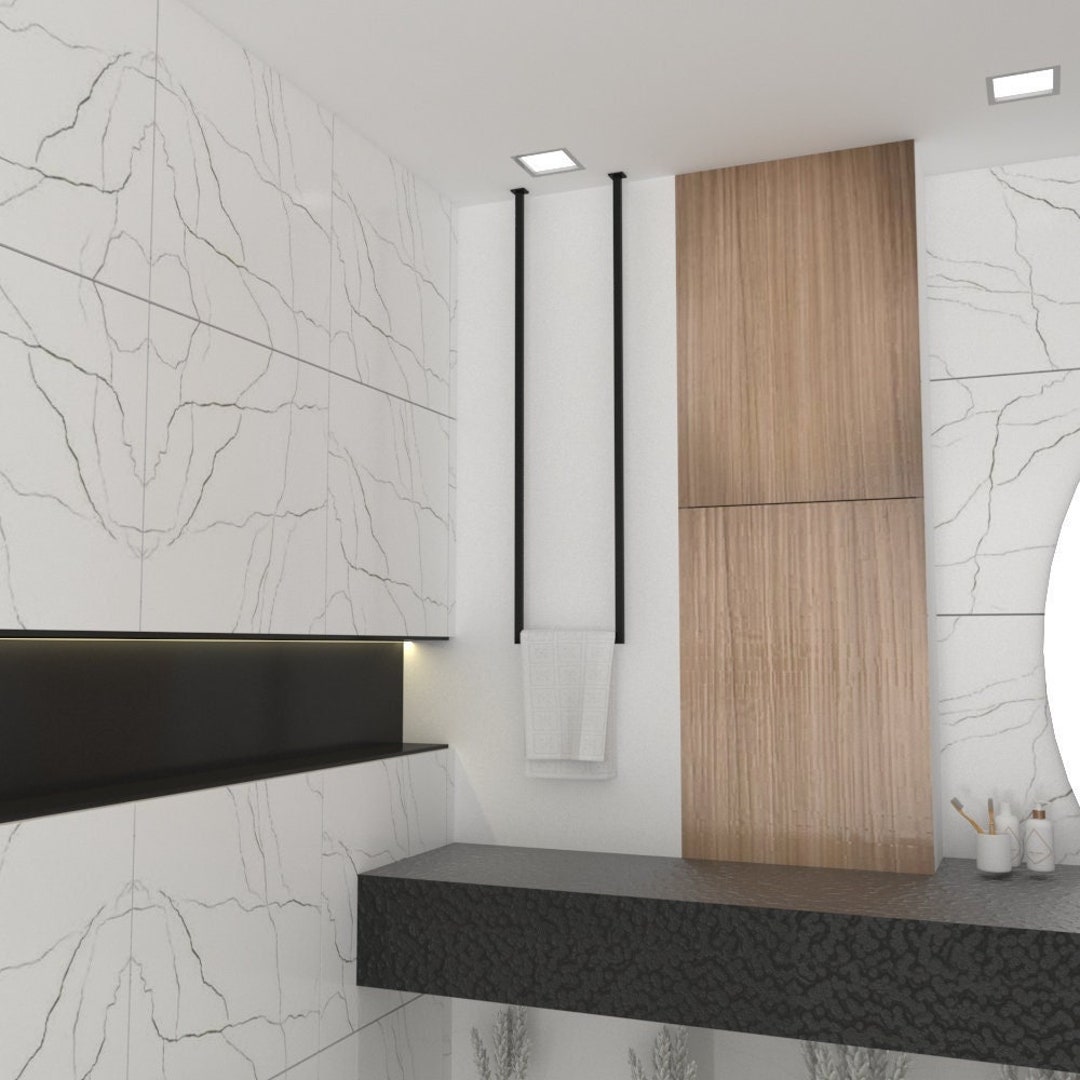 Ceiling Towel Holder Rack, Metal Minimalist Bathroom Decor ...